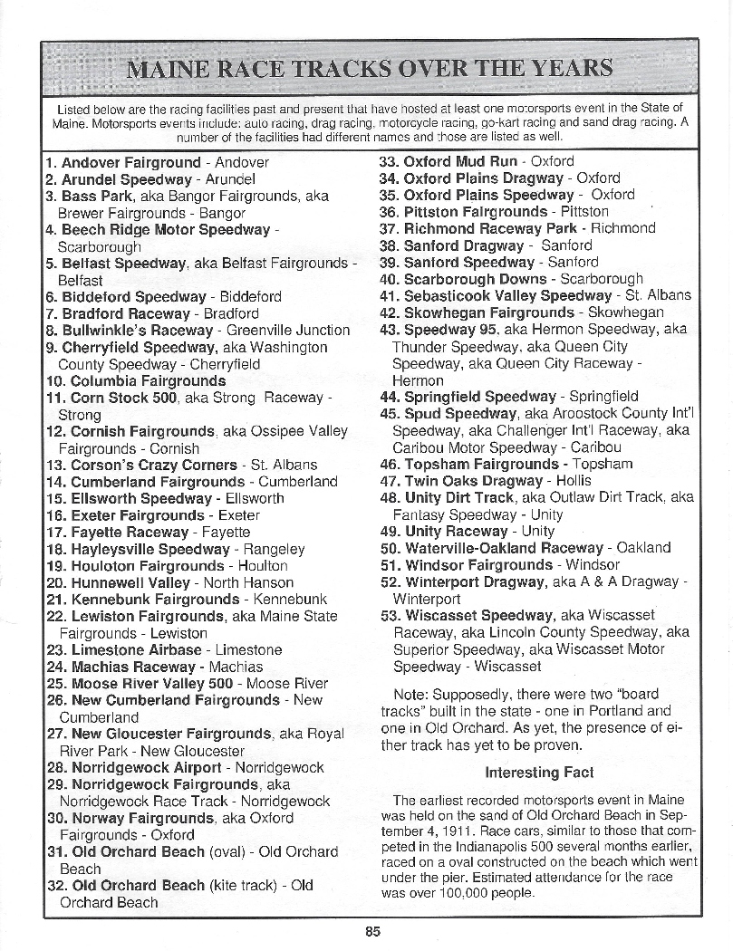 Maine Tracks - Maine Vintage Race Car Association